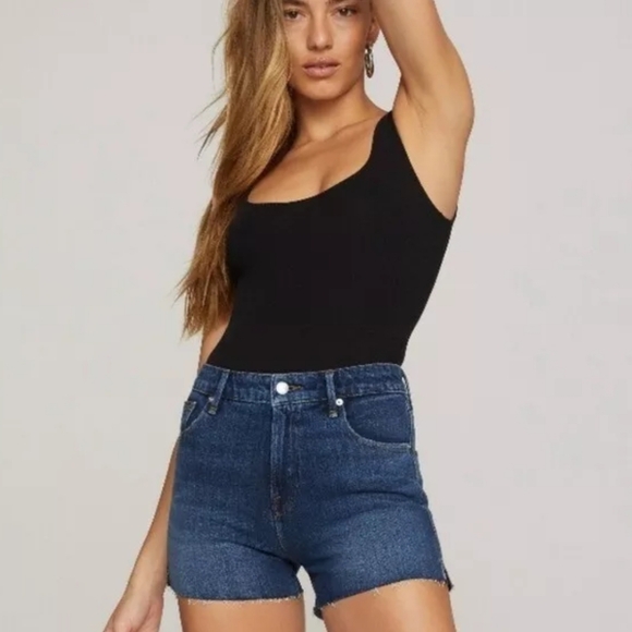 Good American | Shorts | Good American Dark Blue Highrise Jean Shorts ...